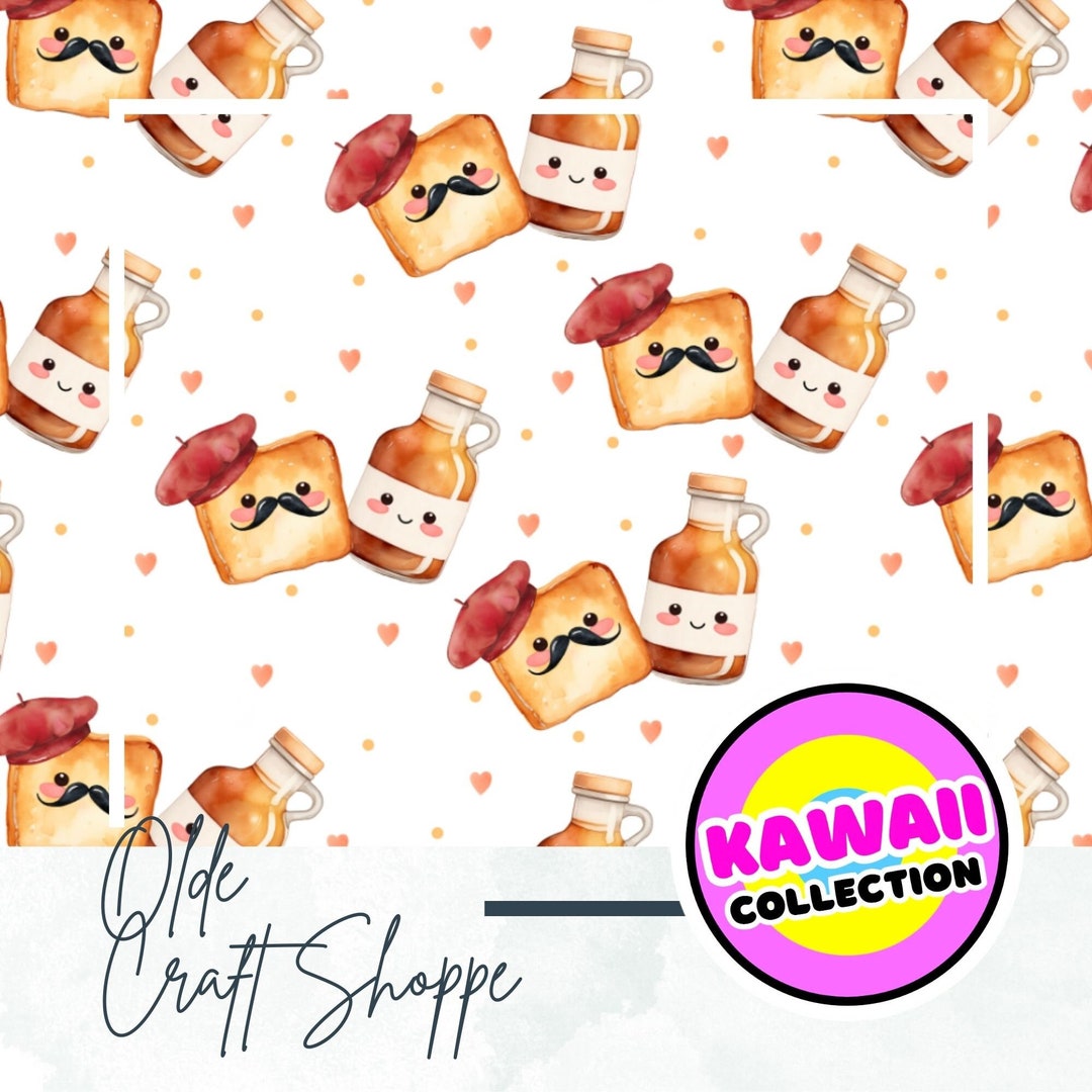 Seamless Pattern File, Watercolor Cute Kawaii French Toast and Syrup ...