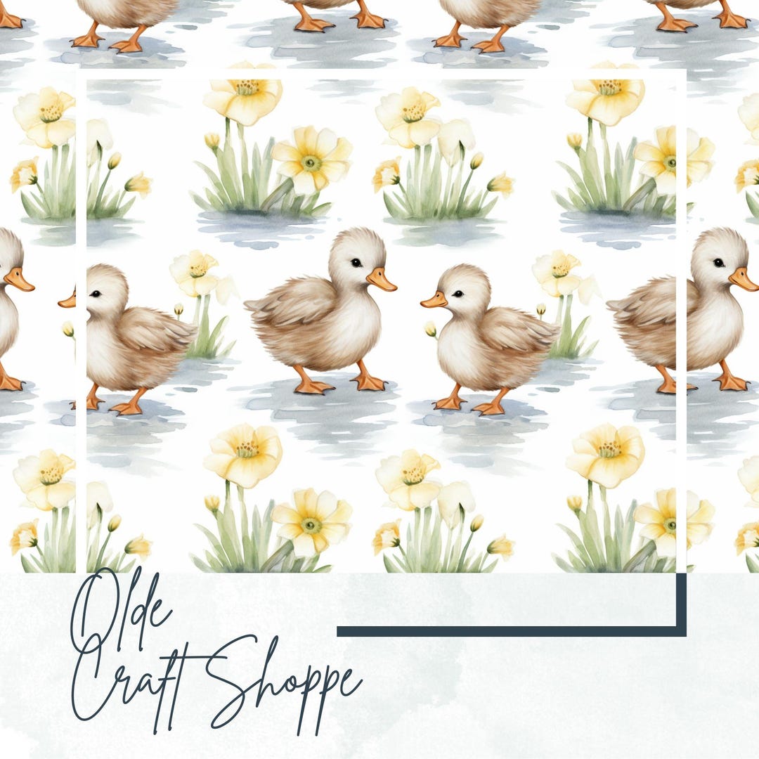 Seamless Pattern File, Watercolor Cute Ducklings and Daisy, Baby Ducks ...