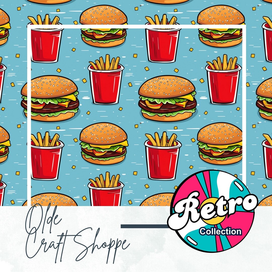 Seamless Repeating Pattern Tile File, Burger and French Fries ...