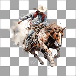 TRANSPARENT BACKGROUND Clipart Bundle, High Quality Watercolor Cowboy ...