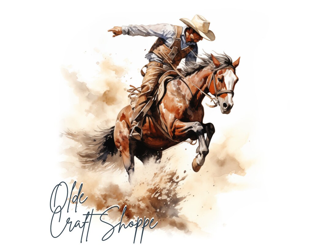 TRANSPARENT BACKGROUND Clipart Bundle, High Quality Watercolor Cowboy ...