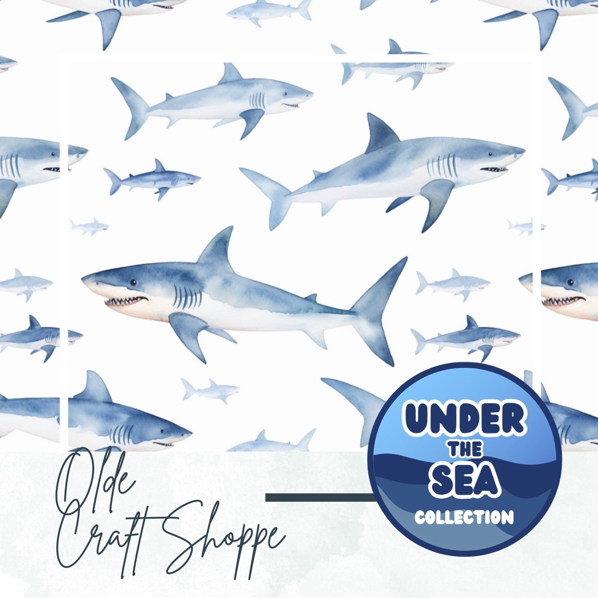 Seamless Pattern File Watercolor Shark Great White Ocean - Etsy