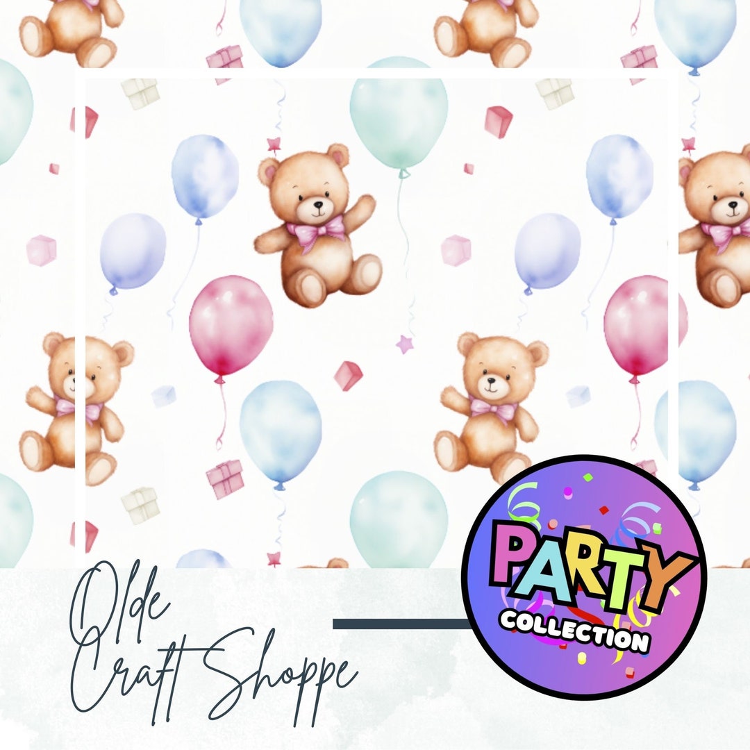 Seamless Repeating Pattern Tile File, Pastel Teddy Bear With Balloons ...