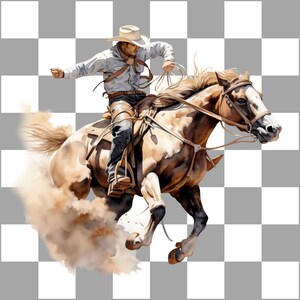 TRANSPARENT BACKGROUND Clipart Bundle, High Quality Watercolor Cowboy ...