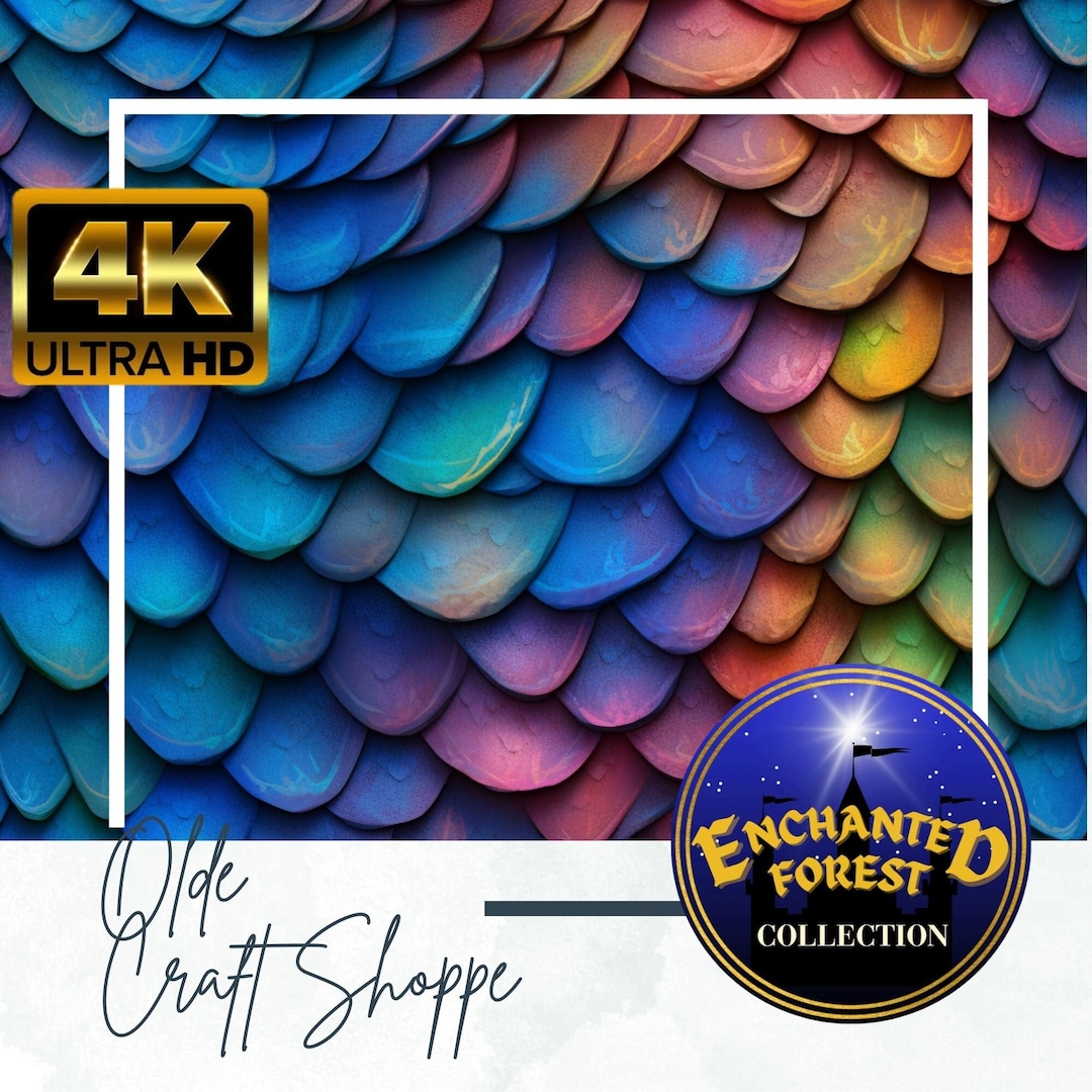 4K Premium Seamless File, Rainbow Dragon Fish Mermaid Scales, Enchanted ...