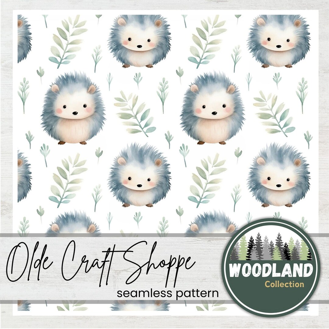 Watercolor Cute Baby Porcupine Seamless Pattern File, Hedgehog ...