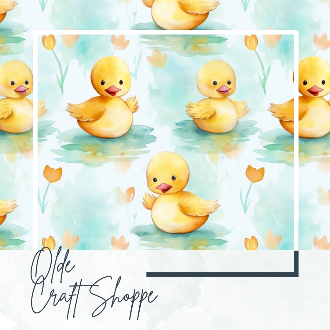 Seamless Pattern File, Watercolor Cute Yellow Ducklings, Baby Ducks ...