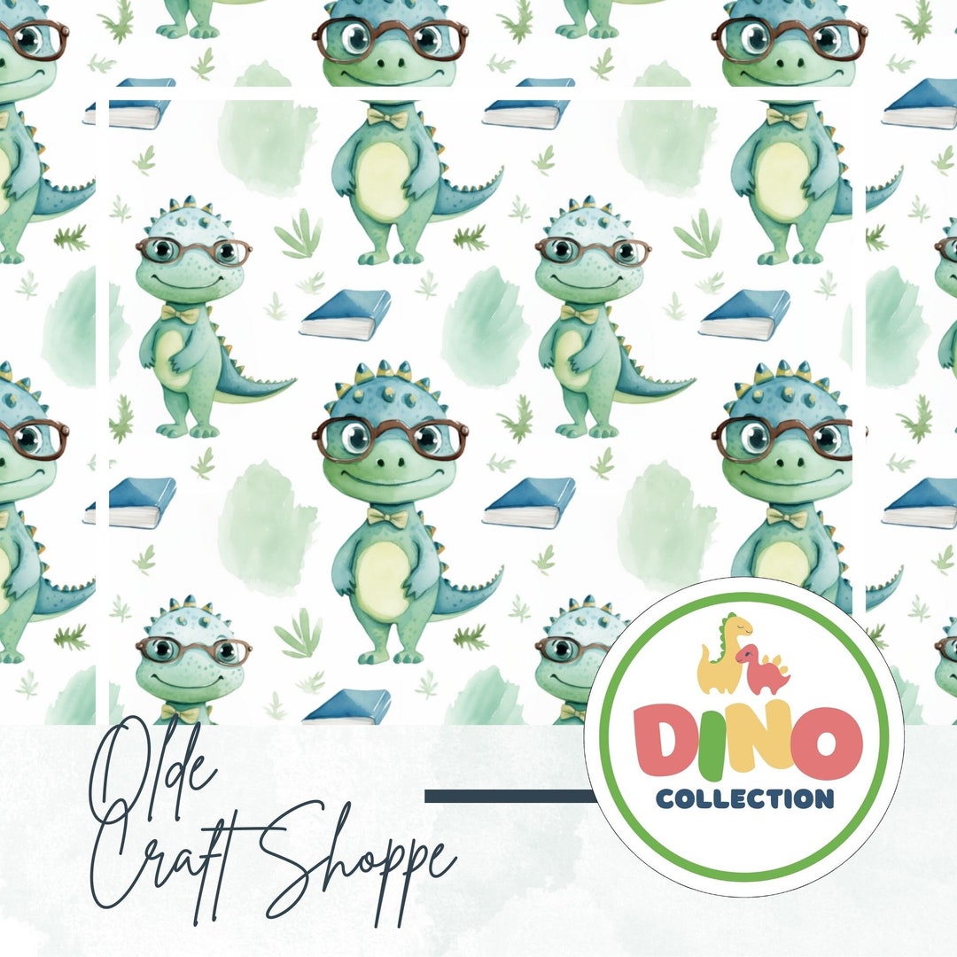 Seamless Repeating Pattern Tile File, Watercolor Baby Dinosaurs Wearing ...