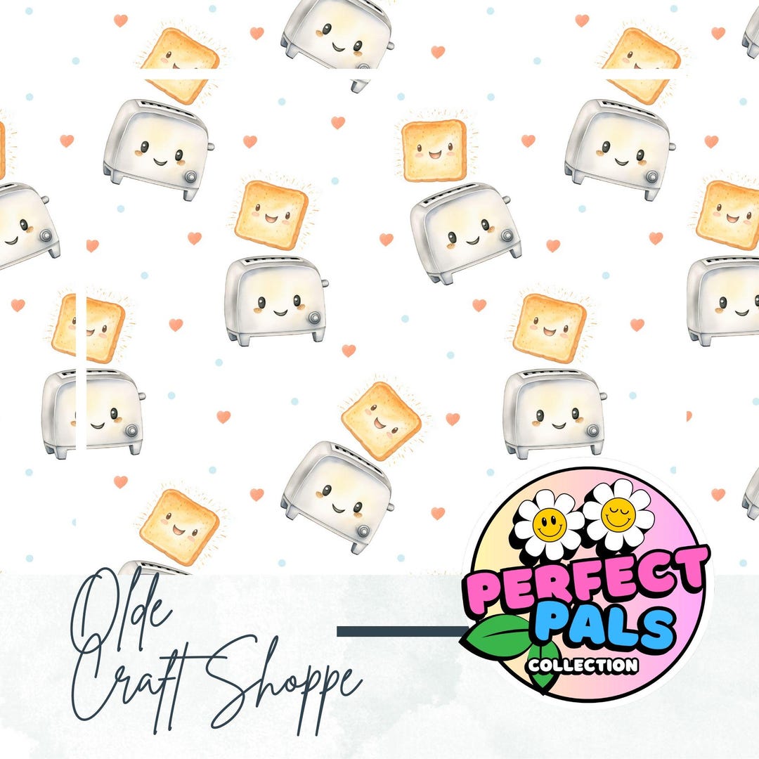 Watercolor Cute Kawaii Toast and Toaster Seamless Pattern File, Food ...