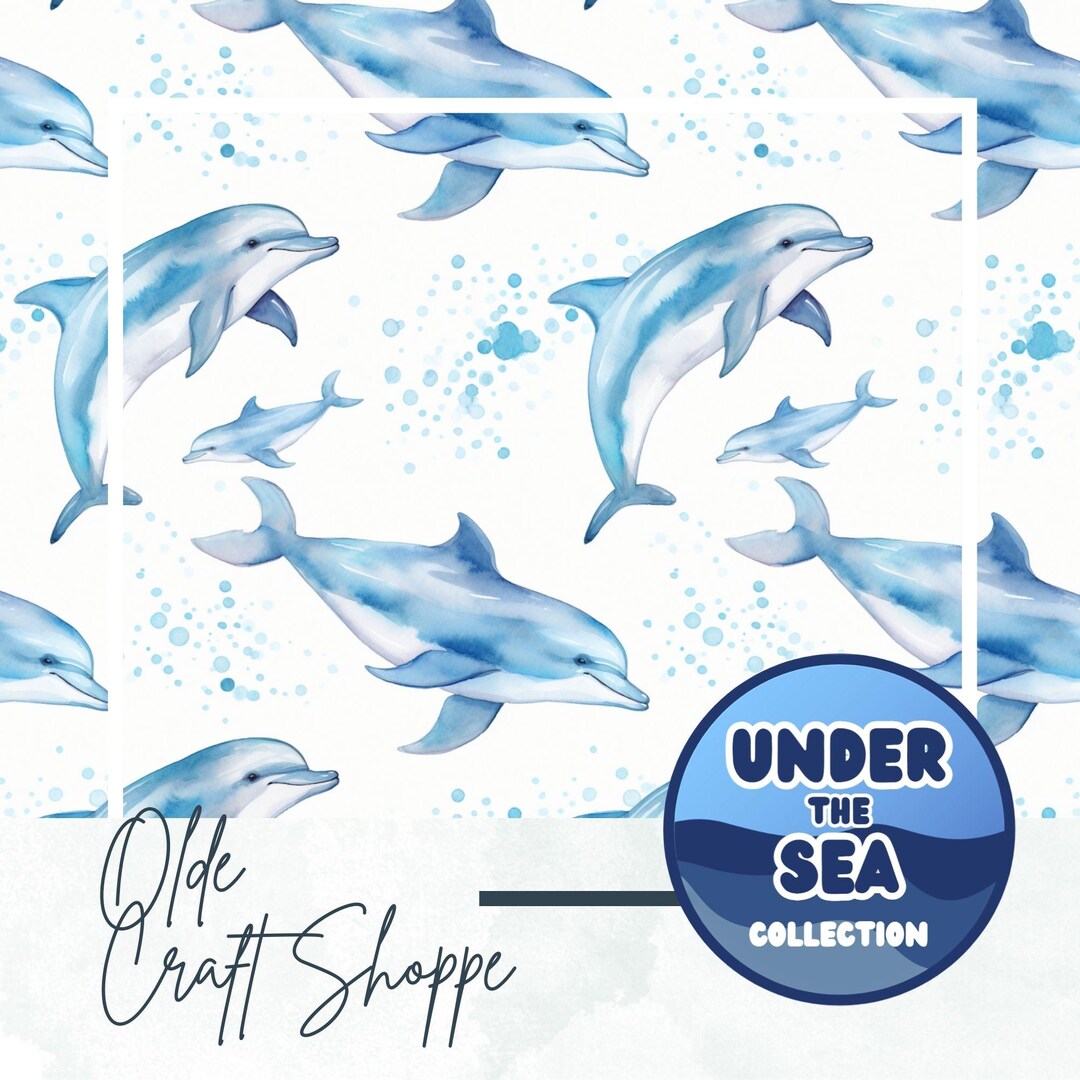 Seamless Repeating Pattern Tile File, Watercolor Dolphin Swimming ...