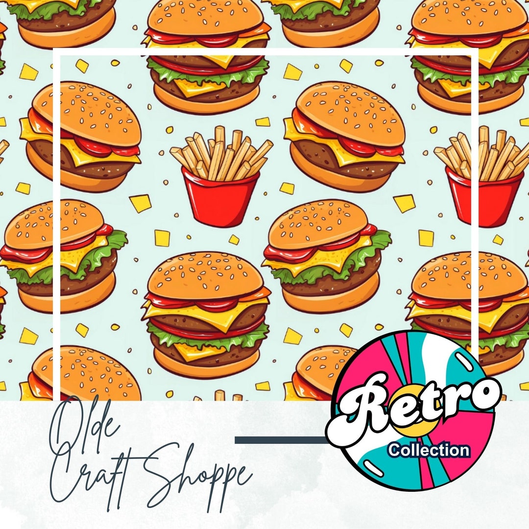 Seamless Pattern Repeating Tile File, Hamburger, Burger and French ...