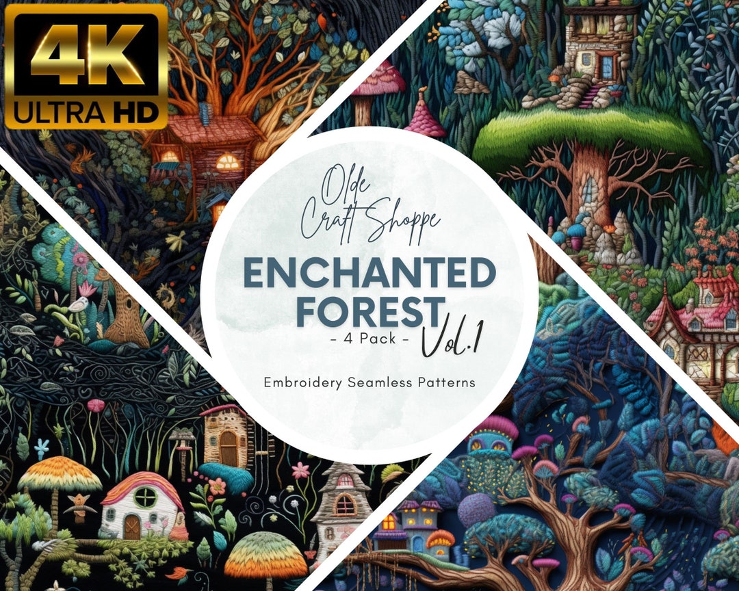 4K Premium Faux Embroidery Seamless File Pattern Bundle, Magical ...