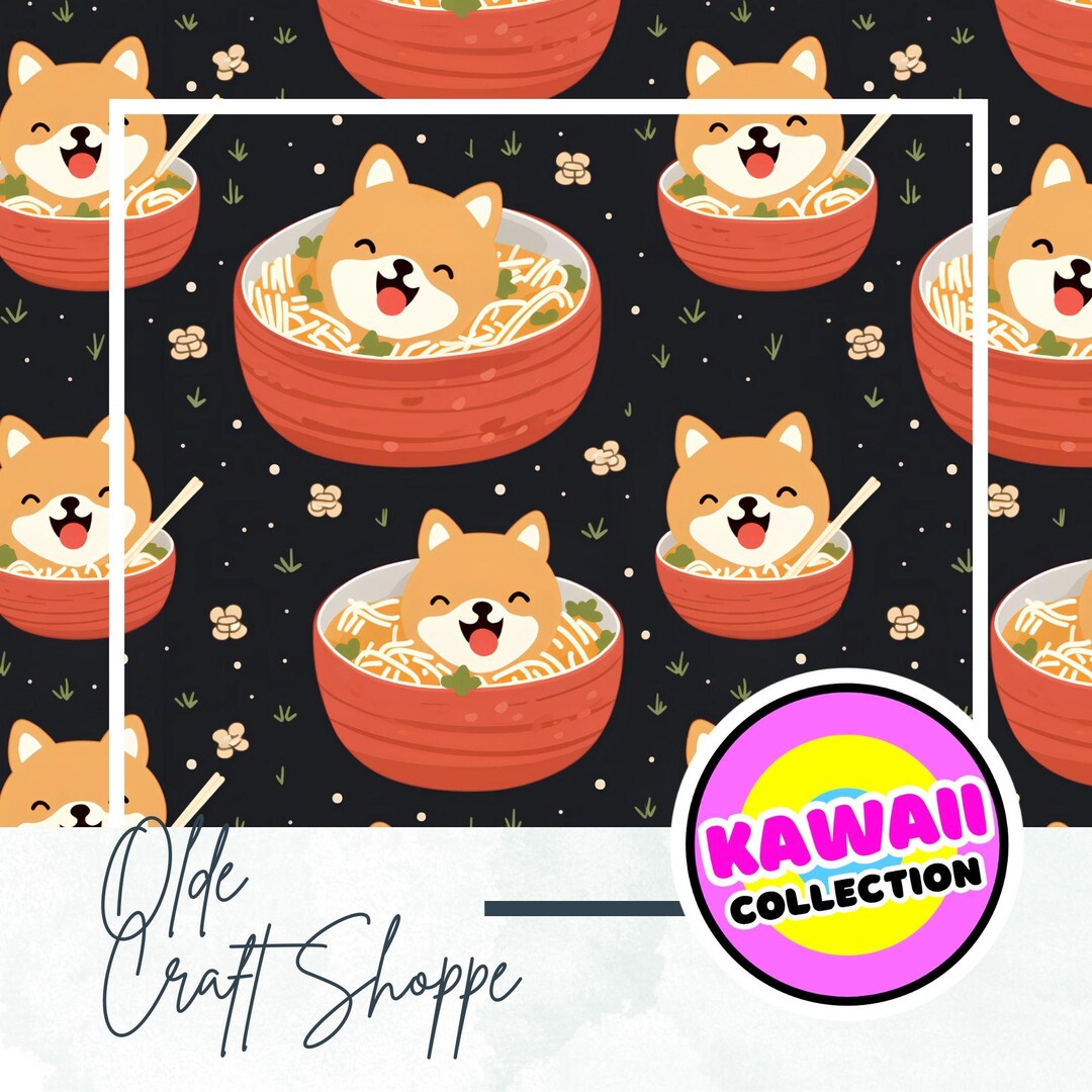 Seamless Repeating Pattern File, Fun Kawaii Cute Cartoon Shiba Inu ...