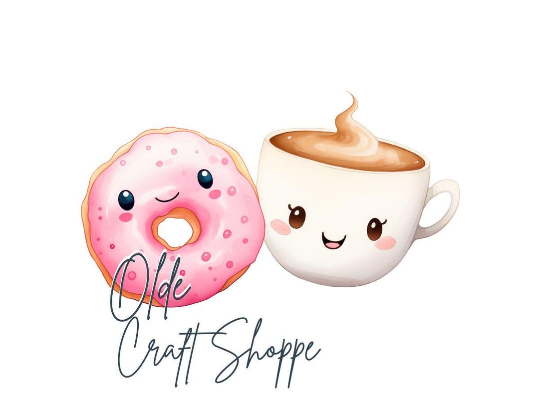 Cute Kawaii Coffee and Donut Transparent Background PNG, Clipart, High ...