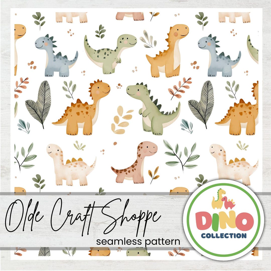 Adorable Colorful Dinosaurs Seamless Pattern File, Neutral, Cute ...