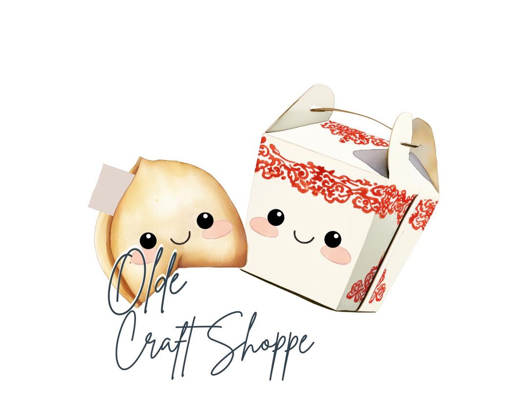 Cute Kawaii Chinese Food Takeout Box and Fortune Cookie Transparent ...