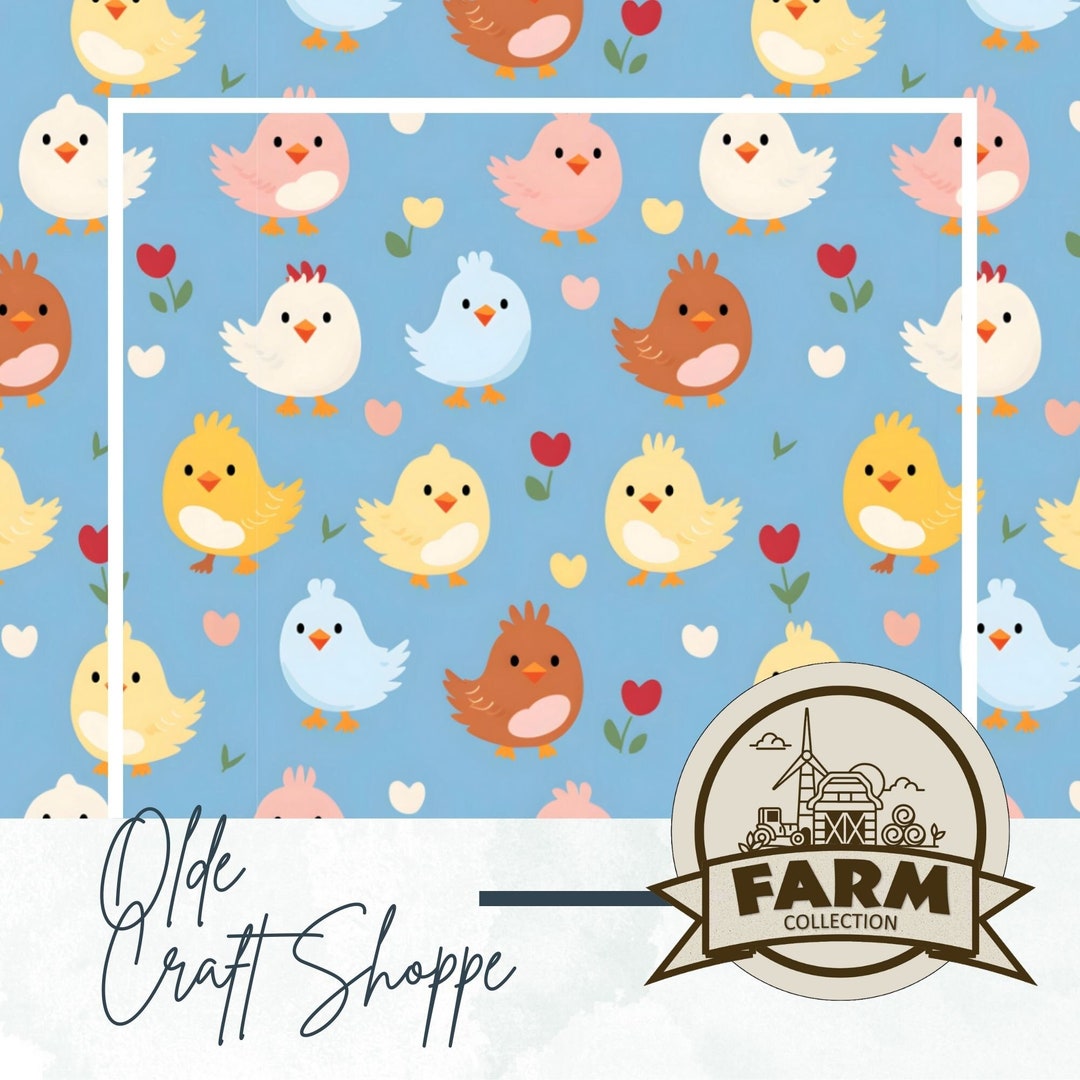 Seamless Pattern File, Cute Kawaii Colorful Cartoon Chickens, Farm ...