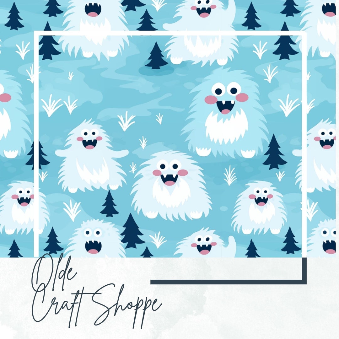 Seamless Pattern File, Cute Cartoon Yeti, Winter, Abominable Snowman ...