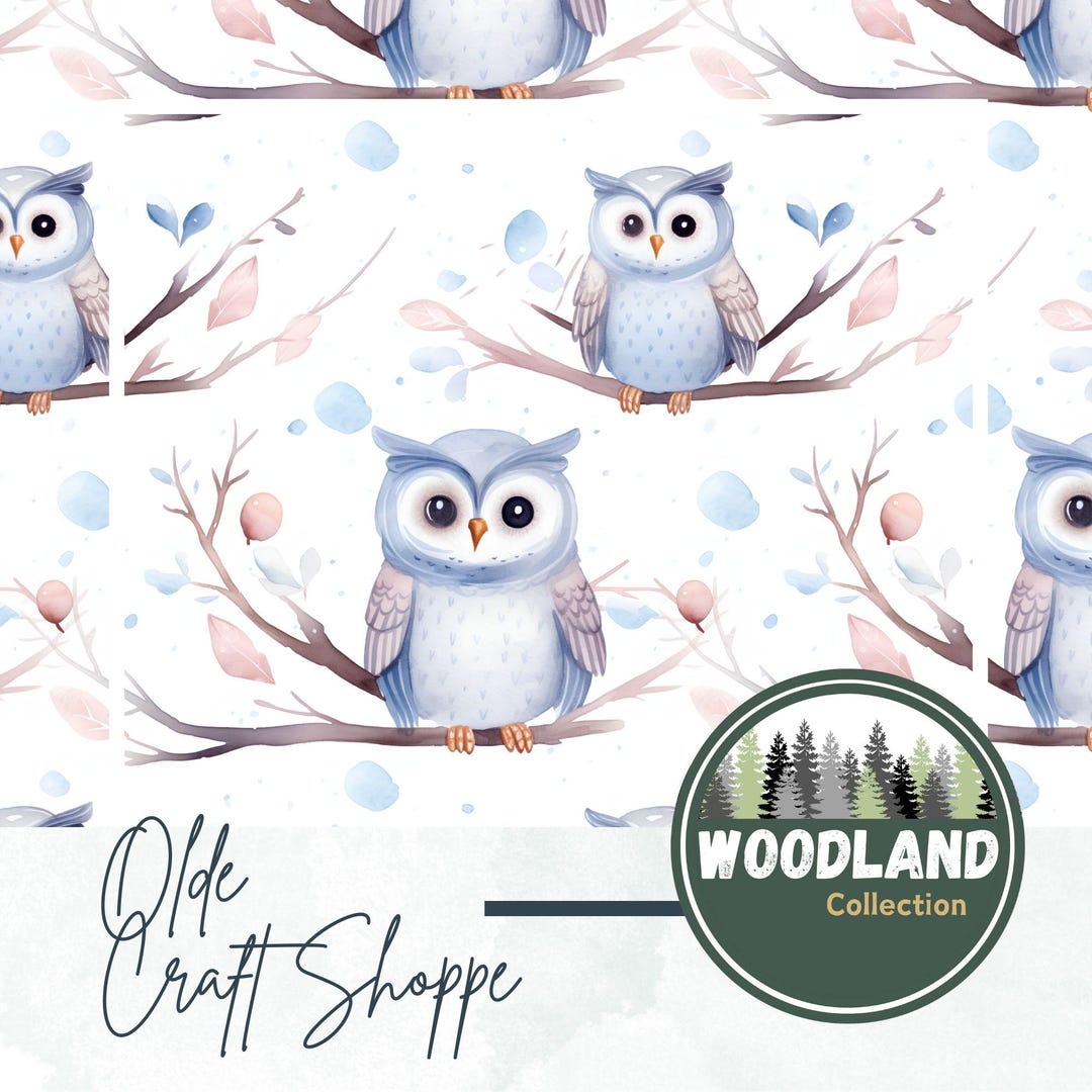 Watercolor Baby Owl Seamless Pattern File, Wildlife Print, Wild Birds ...
