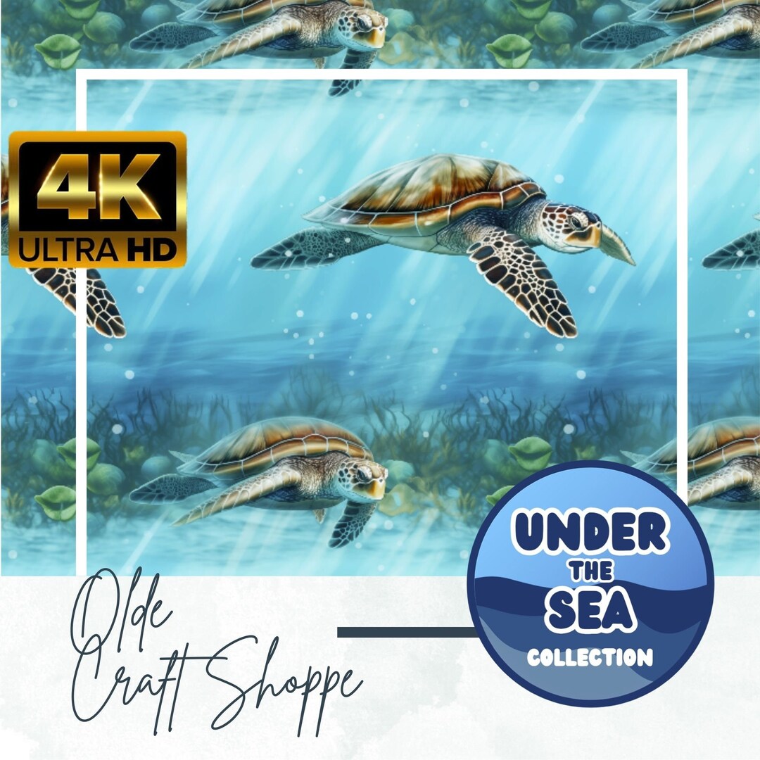 Seamless Pattern File, Photorealistic Sea Turtles, Ocean Sea Animals ...