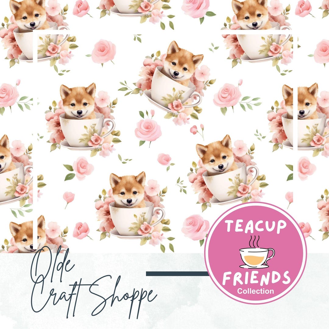 TRANSPARENT BACKGROUND Teacup Shiba Inu Seamless Pattern File, Puppy ...
