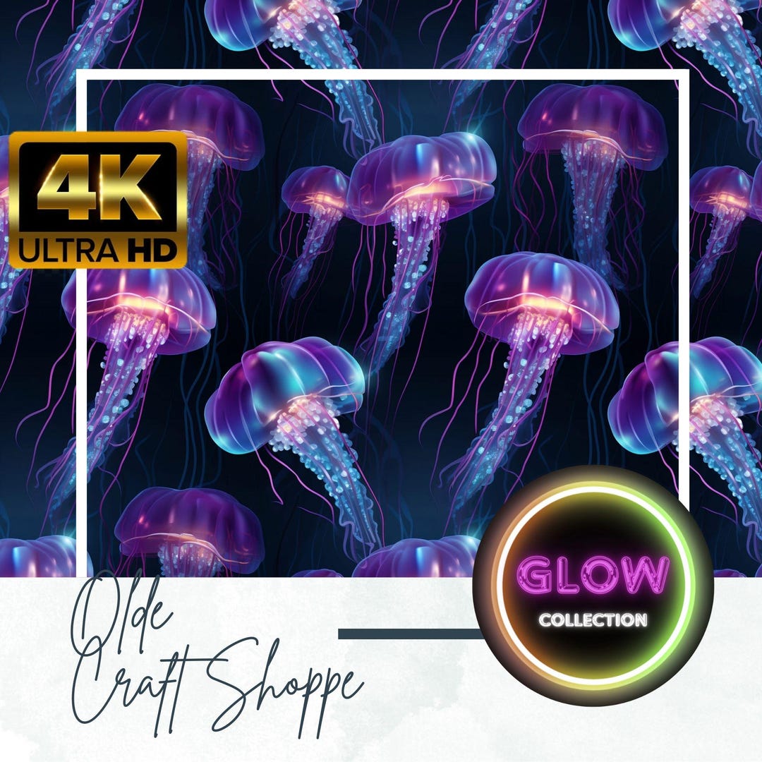 4K Seamless Repeating Tile File, Vibrant Colourful Jellyfish, Purple ...