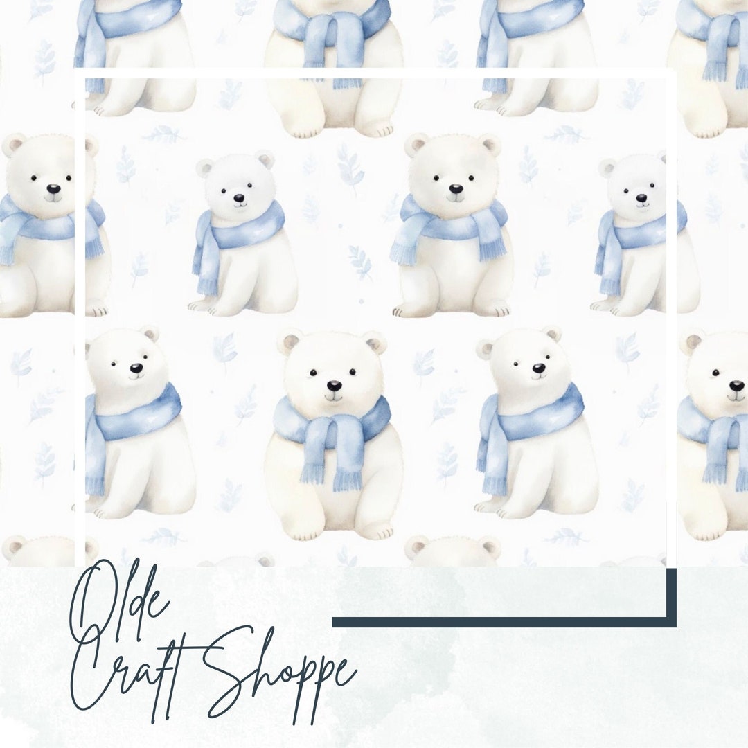 Seamless Pattern File, Watercolor Polar Bear Cubs, Winter, Arctic ...