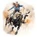 Watercolor Western Female Rodeo Bull Riders Clipart Bundle, Woman, Wild ...