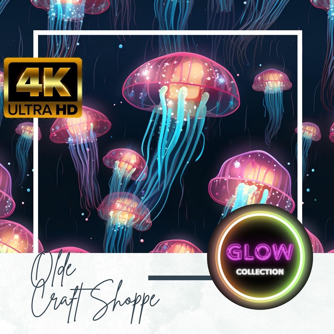 4K Seamless Repeating Pattern Tile File, Vibrant Colourful Jellyfish ...