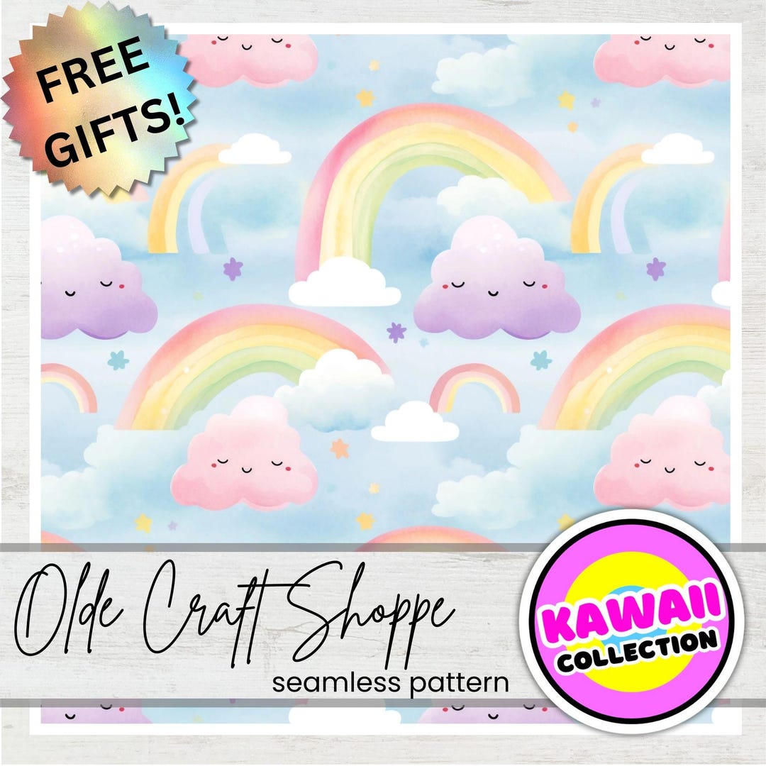 Seamless Repeating Pattern Tile File, Watercolor Pastel Kawaii Cute ...