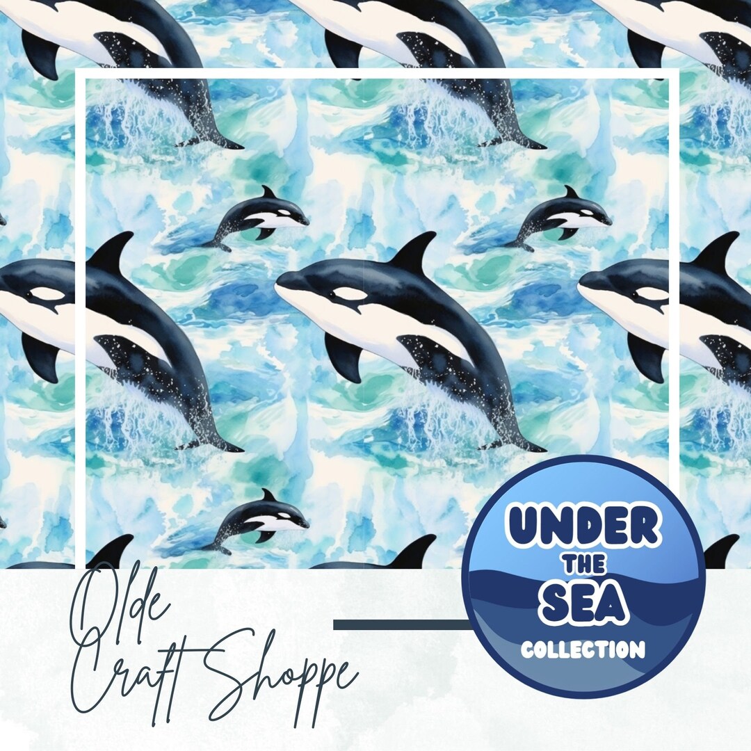 Seamless Repeating Pattern Tile File, Watercolor Killer Whale Orca ...
