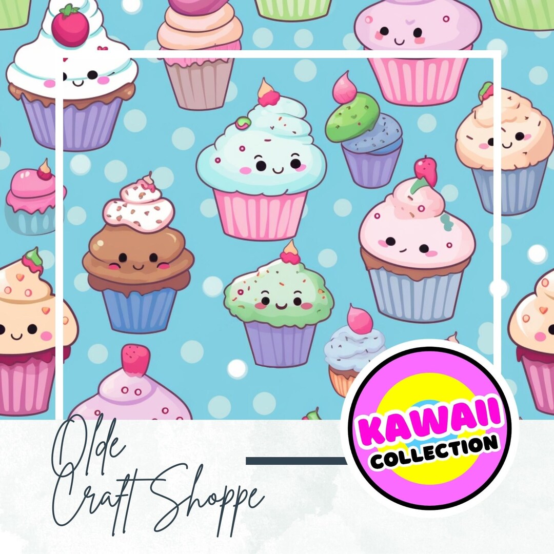 Seamless Pattern File, Cute Fun Colourful Cartoon Cupcake Desserts ...