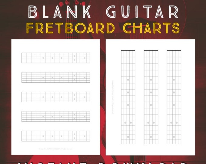 Printable Blank Guitar Fretboard Chart Neck Diagram Teacher Student ...