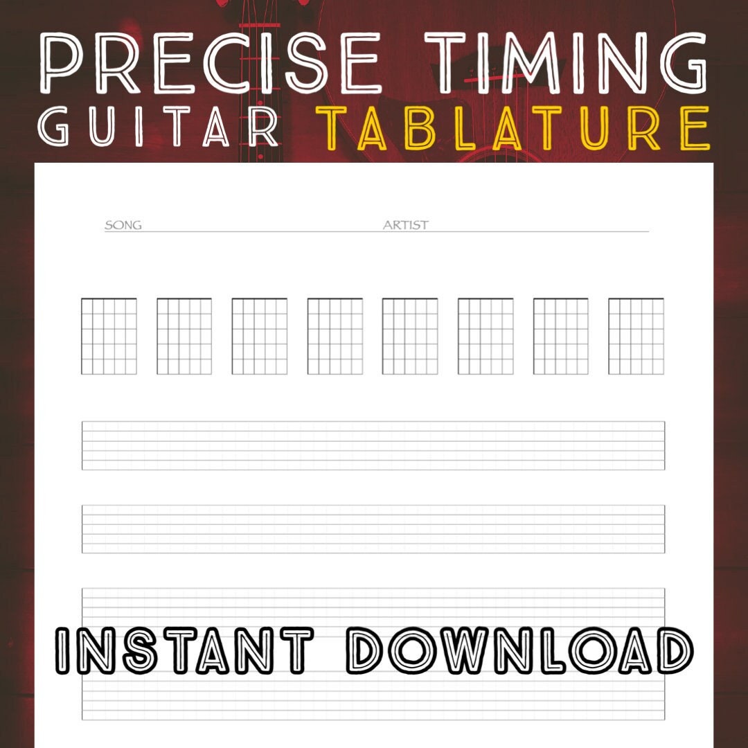 Precise Timing Guitar Tablature and Chords, Unique Guitar Tabs, Blank ...