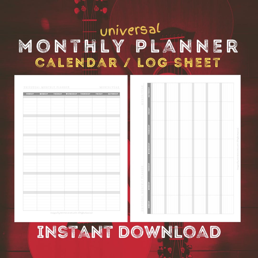 Undated Monthly Calendar Planner: Simple Printable PDF (US Letter) - Etsy