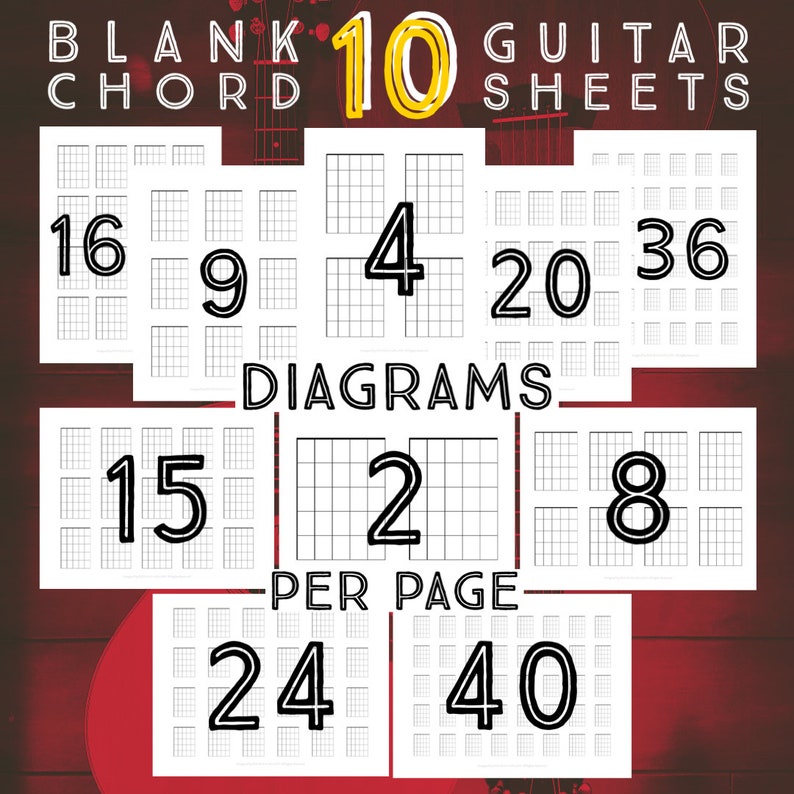 Blank Guitar Chord Diagram Sheets: Portrait & Landscape (printable PDF ...