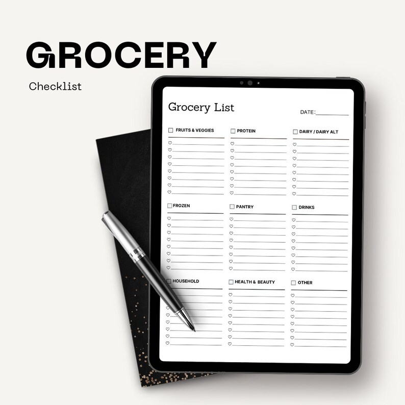 Grocery List Printable Template, Grocery Planner, Food Shopping List ...