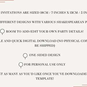Shakespeare Party Invitations With Puns, Set of 4, Literary Party ...