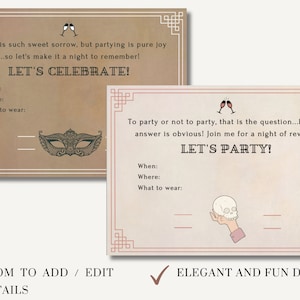 Shakespeare Party Invitations With Puns, Set of 4, Literary Party ...