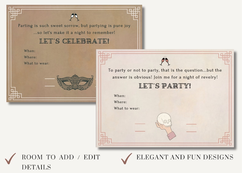 Shakespeare Party Invitations With Puns, Set of 4, Literary Party ...