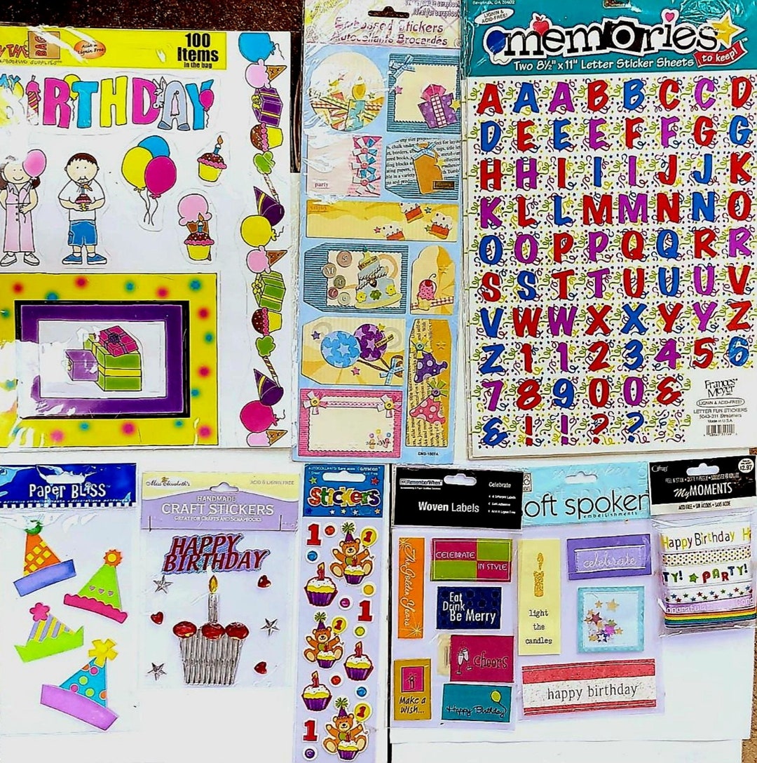 Birthday Scrapbook Stickers Labels Ribbon Embellishments Etsy