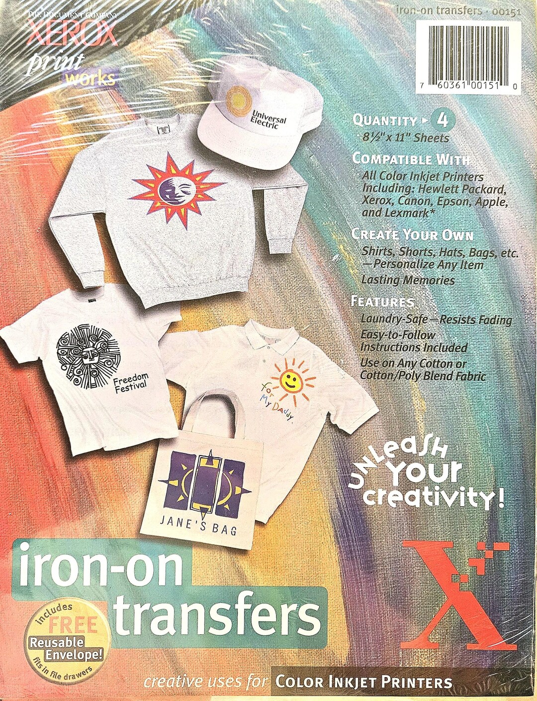 Xerox Photo Works Iron-on Transfers Pack of Four 8 1/2" X 11" Sheets ...