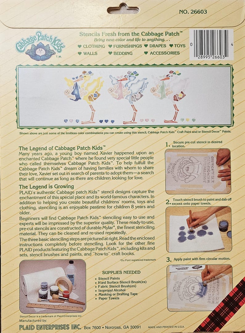 Vintage Cabbage Patch Kids Stencil Sheets, "colonel Casey". - Etsy