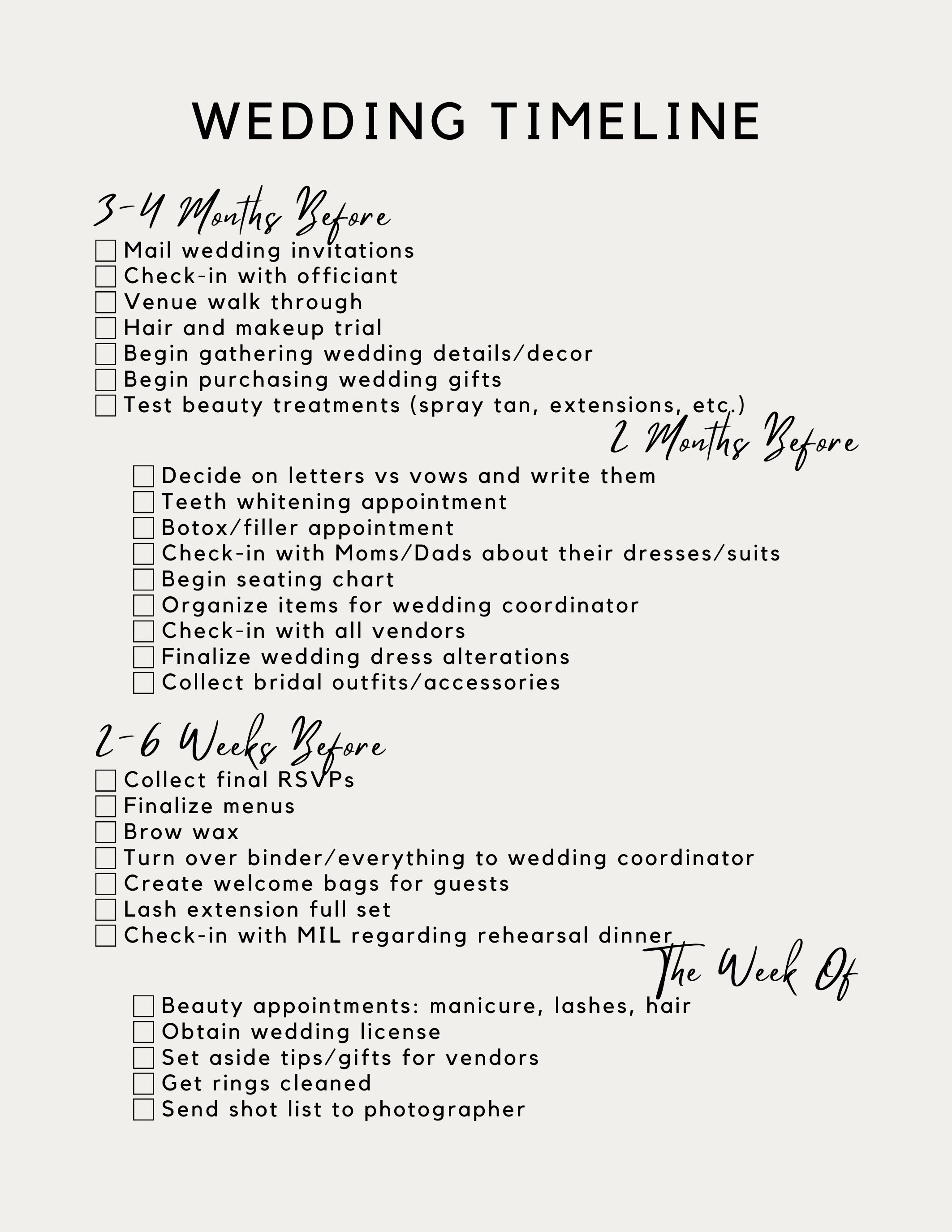 Wedding Planning Timeline Template - Etsy