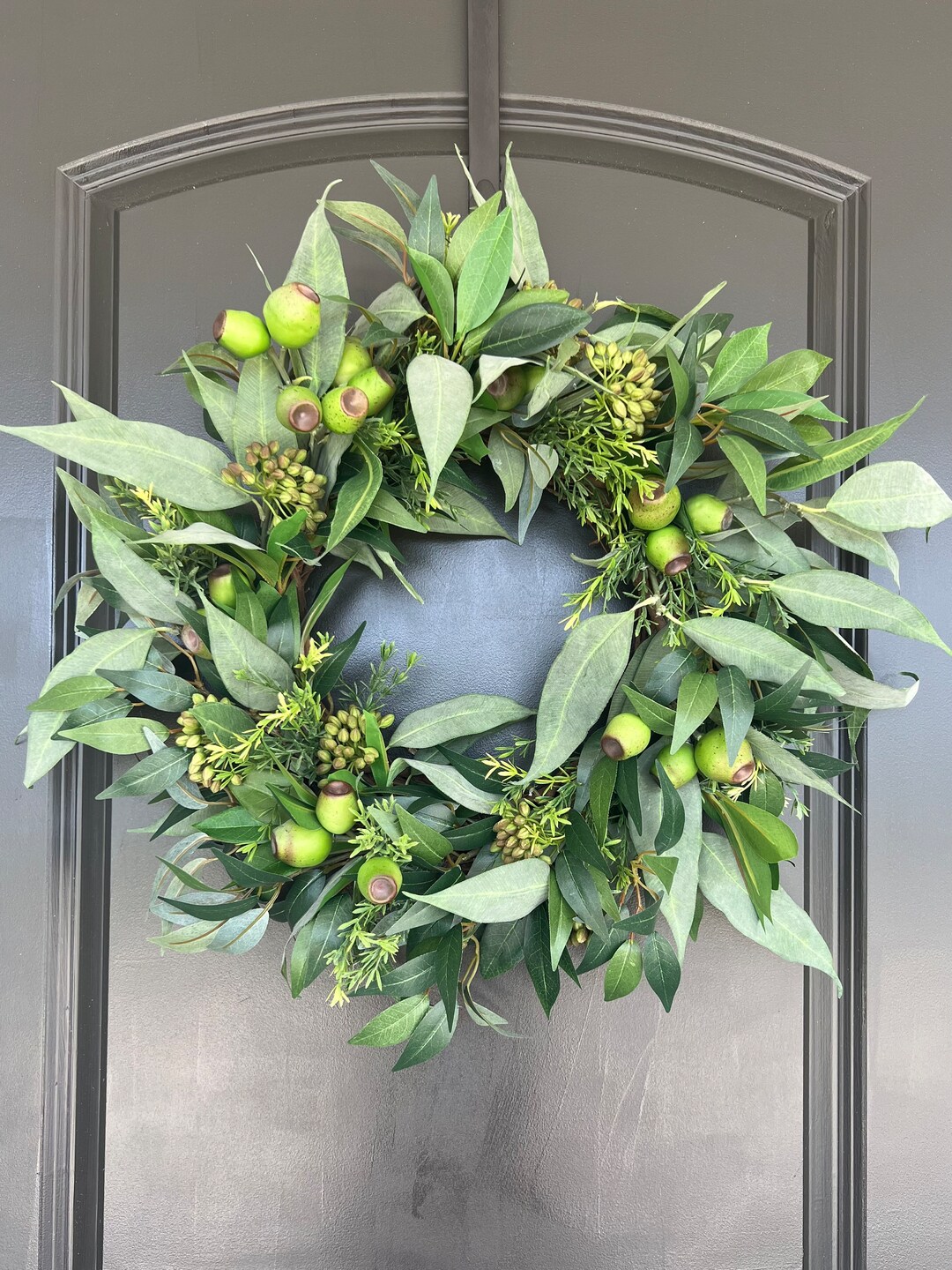 Year Round Greenery Wreath for Front Door,everyday Wreath With Seeded ...