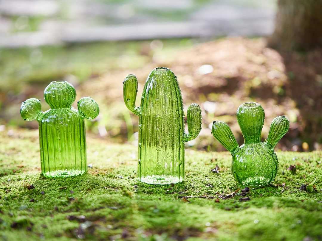 Handmade Glass Cactus Vase, Cactus Home Decor, Creative Flower Vases ...