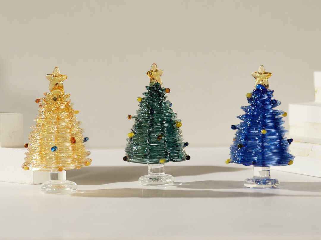 Handmade Stained Glass Figurines,glass Christmas Trees,handmade Glass ...