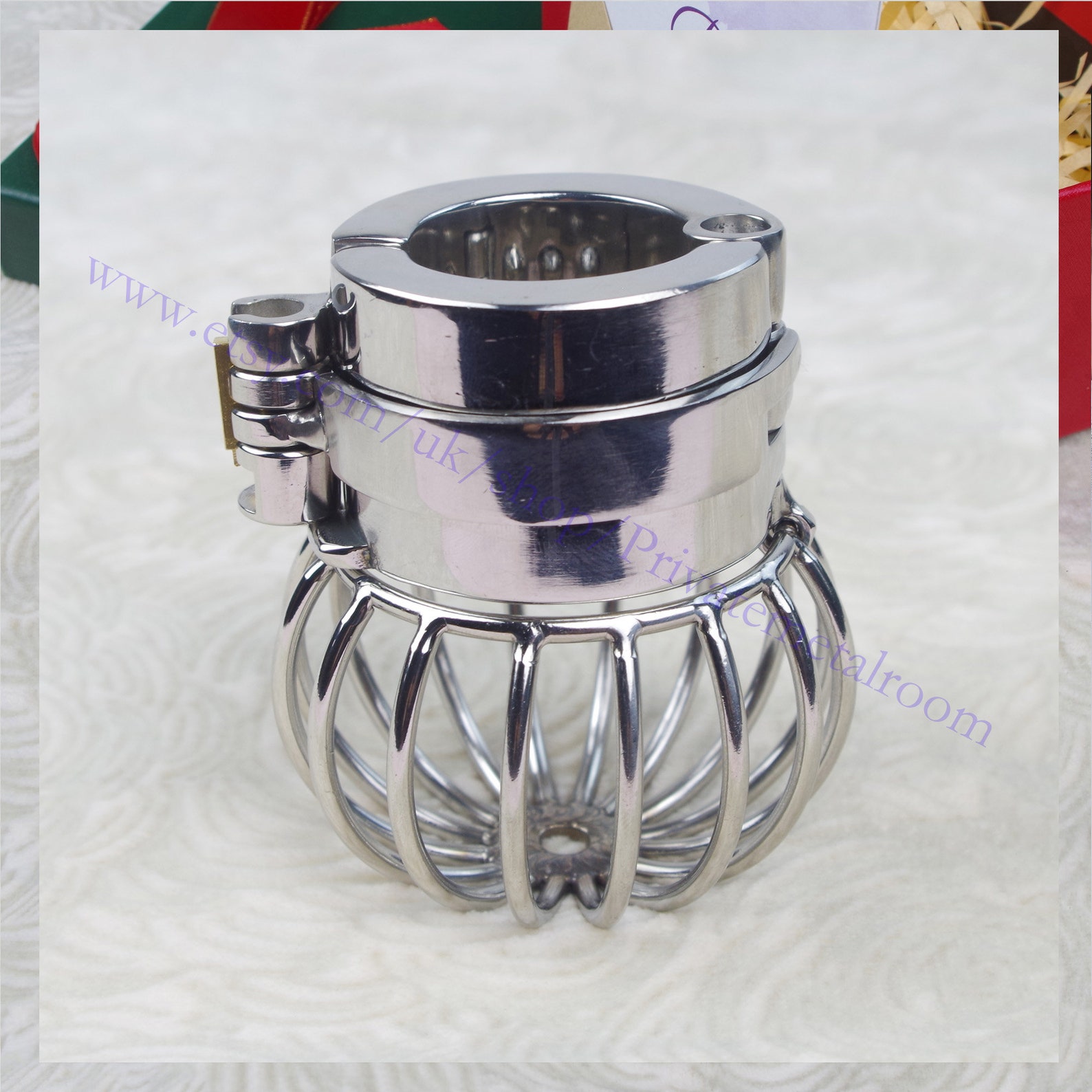 Scrotum Testicle Chastity Lock Cage Stainless Steel Ball Stretcher With