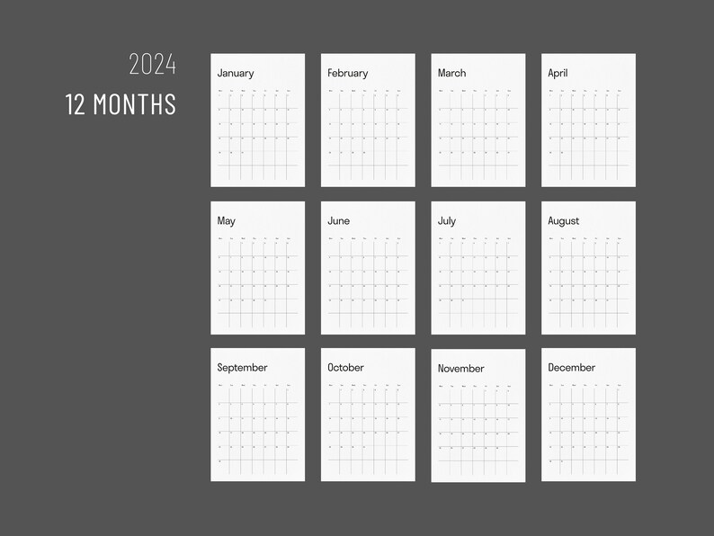 Printable Calendar 2024 | Printable Monthly Planner 2024 | Minimalist ...