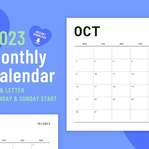 Printable Monthly Planner 2023 - Etsy
